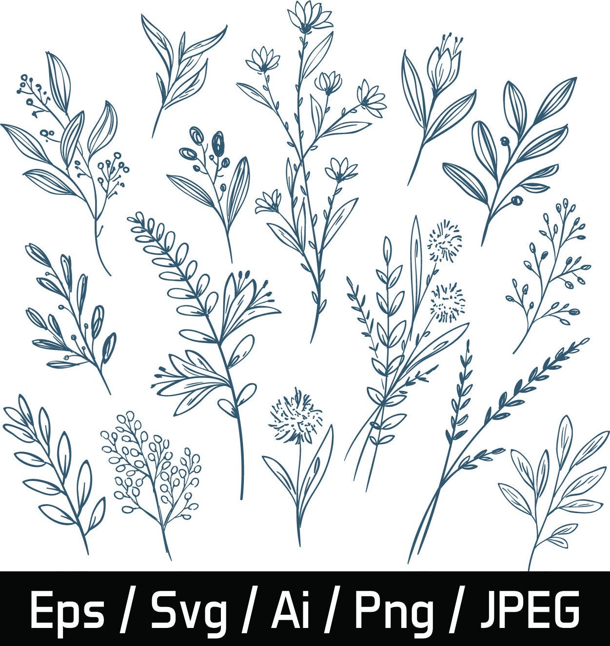 Leaves Svg, Leaves Svg Bundle, Hand Drawn Leaves Svg , for Wedding ...