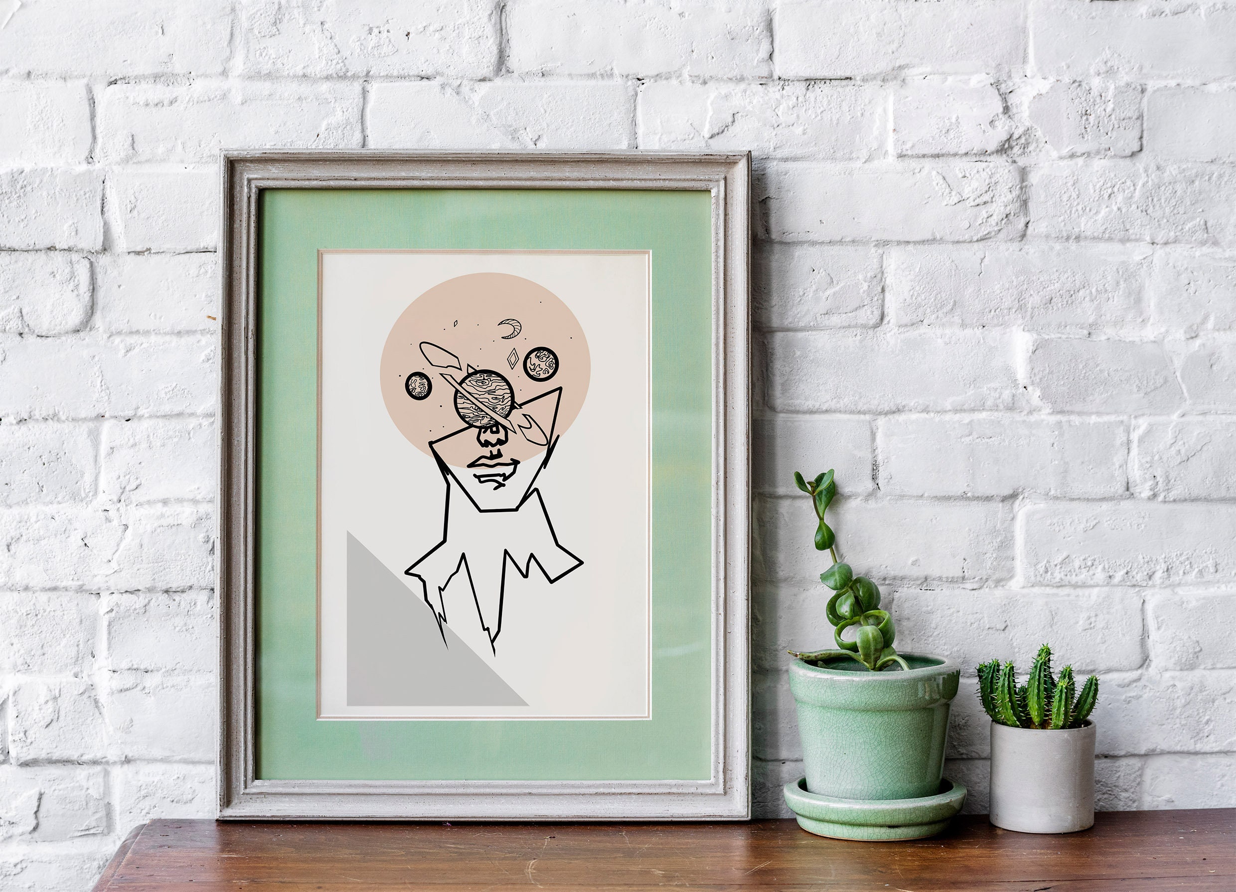 Half Face Abstract Art Digital Art Wall Art Print Mental | Etsy