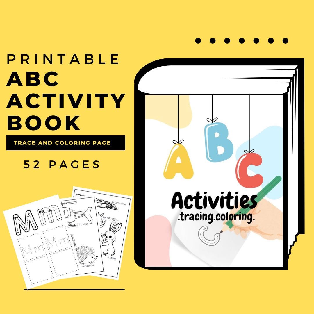 Printable ABC Activity Book - Tracing & Coloring for Toddlers - Etsy