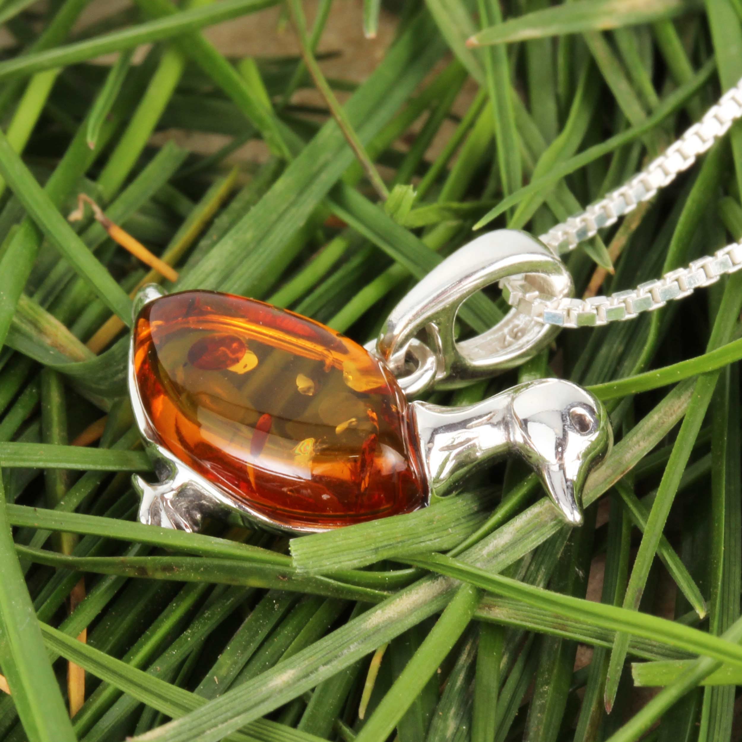 Amber Duck Pendant 925 Sterling Silver Genuine Honey Baltic Amber ...