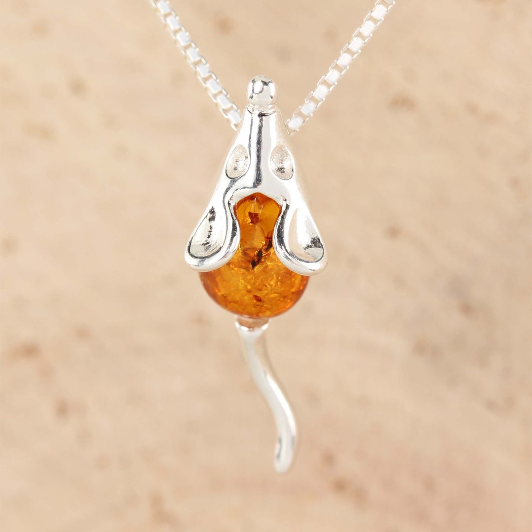 Small Amber Mouse Pendant 925 Sterling Silver Genuine Honey Baltic ...