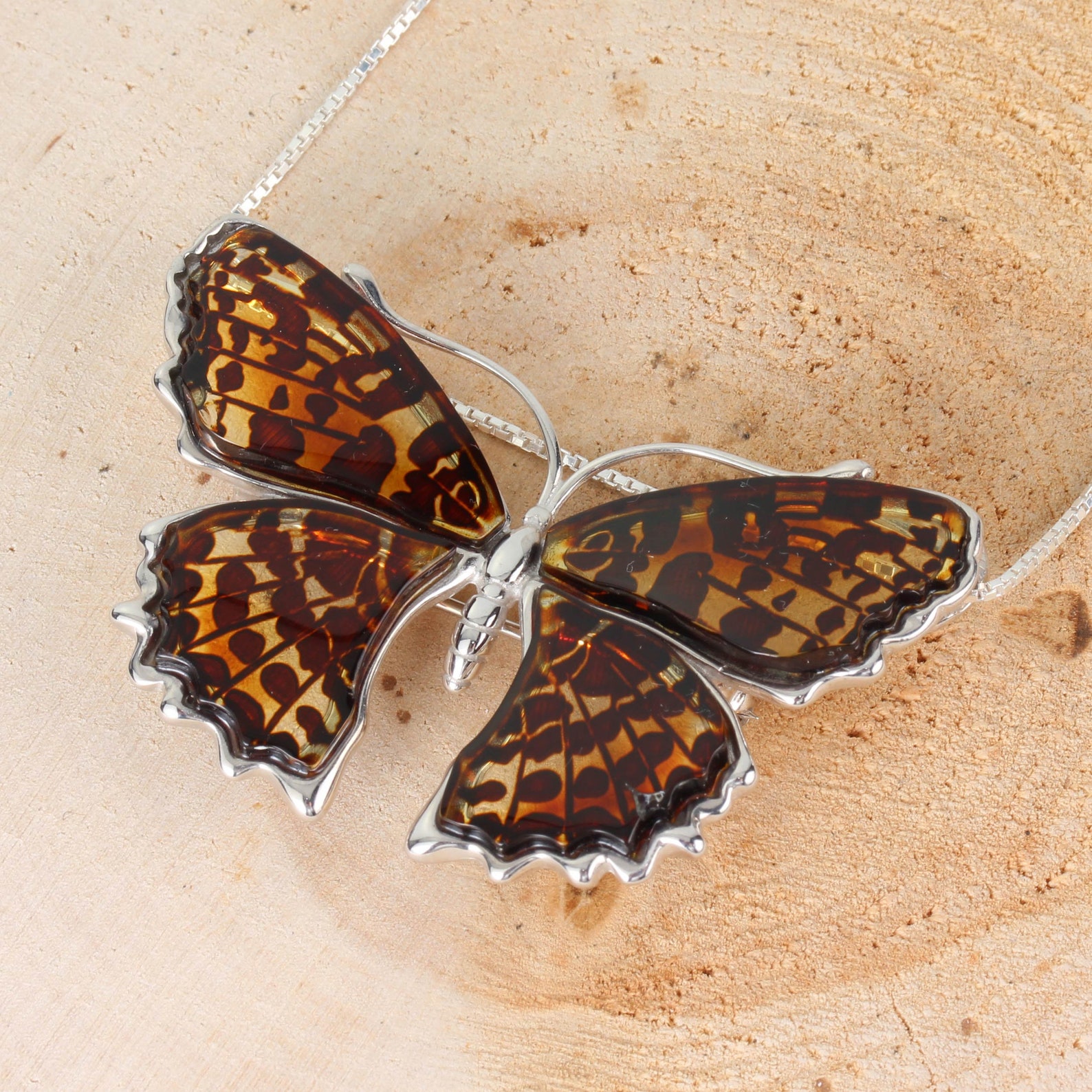 Large Genuine Baltic Amber Butterfly 2 in 1 Pendant/brooch 925 - Etsy