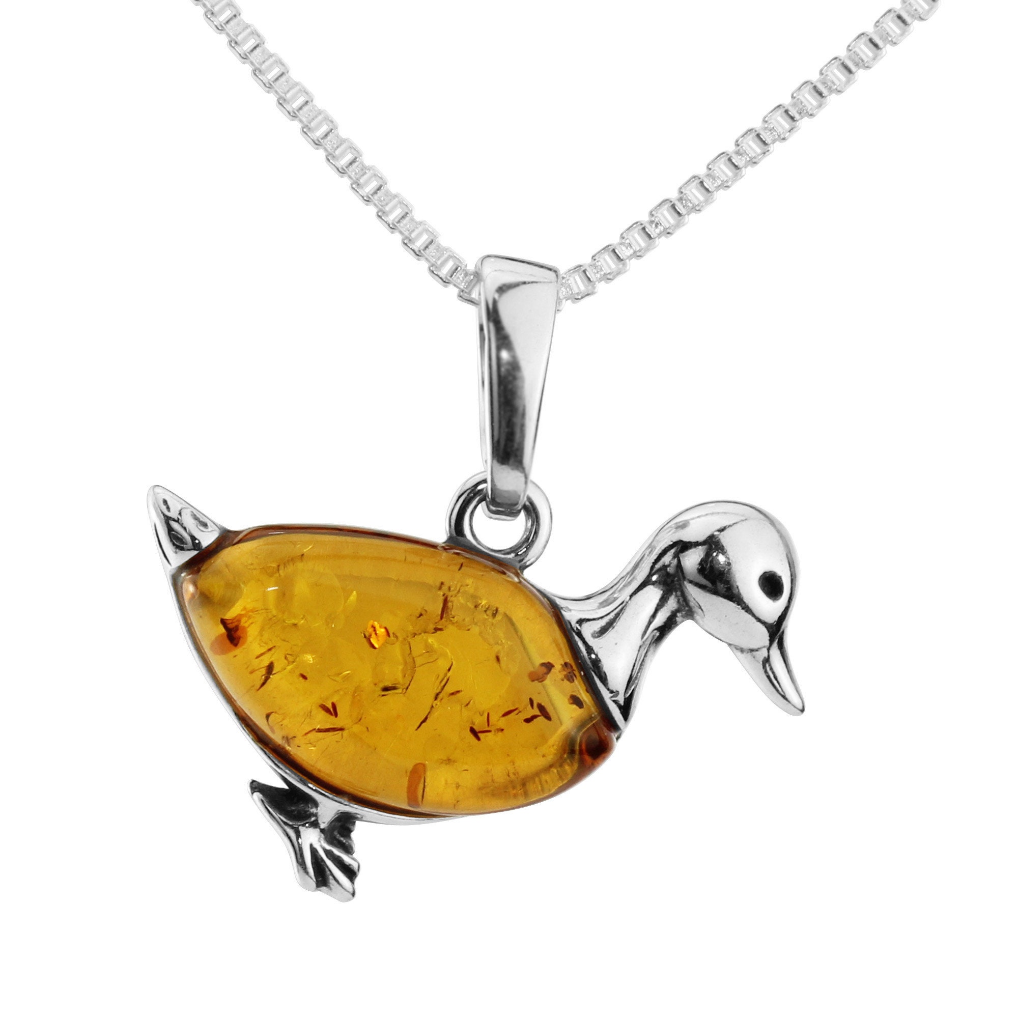 Amber Duck Pendant 925 Sterling Silver Genuine Honey Baltic - Etsy UK