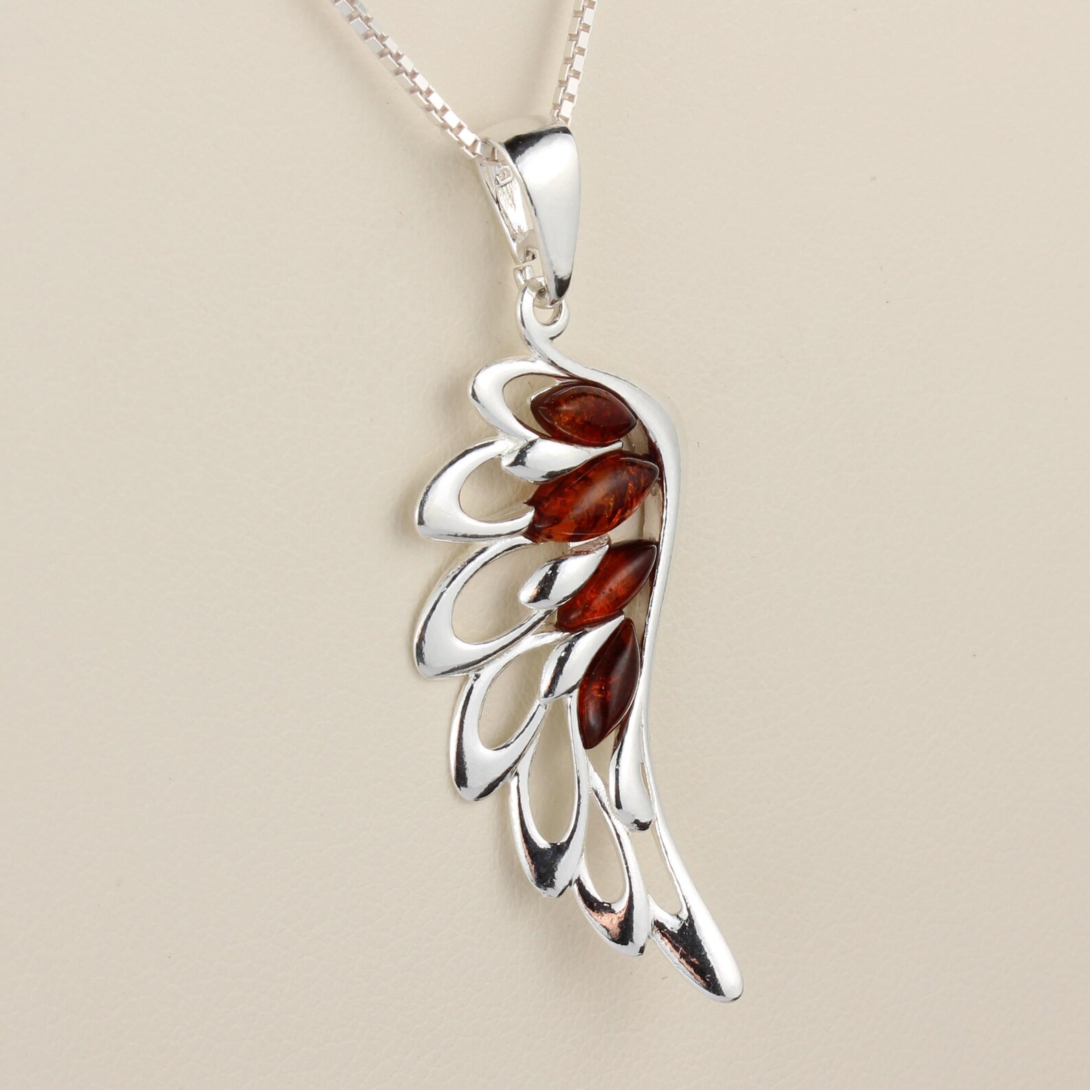 Amber Angel Wing Pendant 925 Sterling Silver Genuine Honey Baltic Amber ...