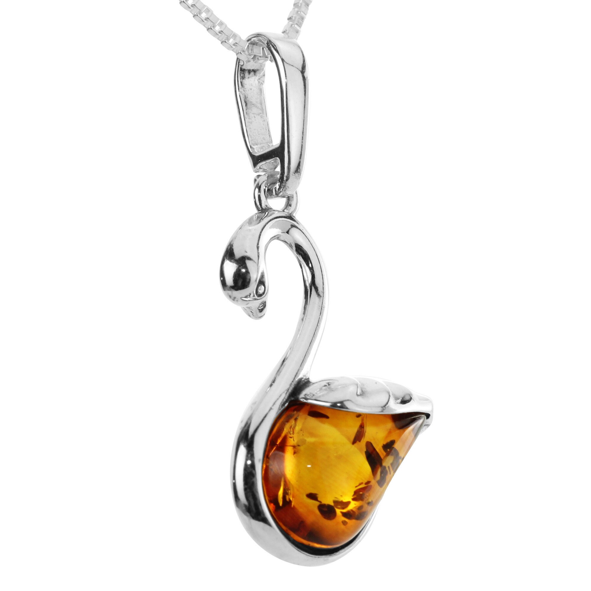 Amber Swan Pendant 925 Sterling Silver Genuine Honey Baltic - Etsy UK