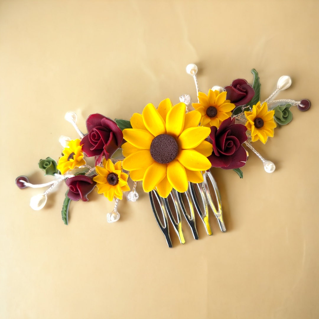 Sunflower Bridal Shower Hair Accessory Sunflower Hair Piece for Bride ...