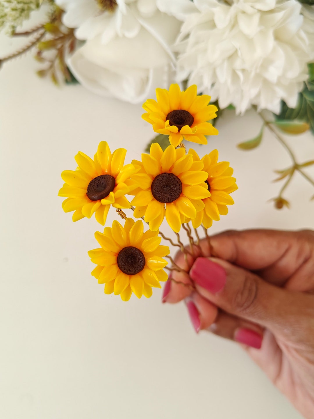 Sunflower Hair Pin Handmade Sunflower Pin for Bride Bridesmaids Fall ...