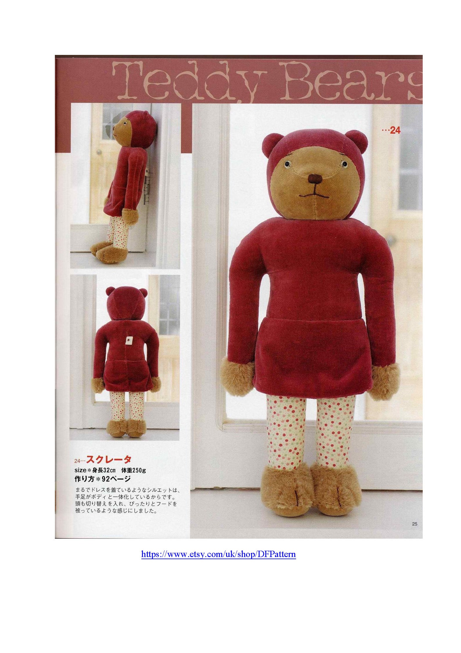 30 SEWING TEDDY BEAR Pattern-“textile Fabric Teddy Bear”-japanese Craft ...