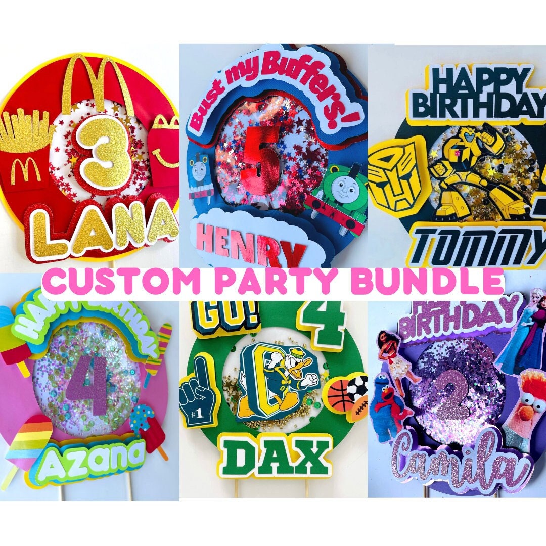 Custom Party Bundle for Kids and Adults, Cake Topper, Birthday Banner ...
