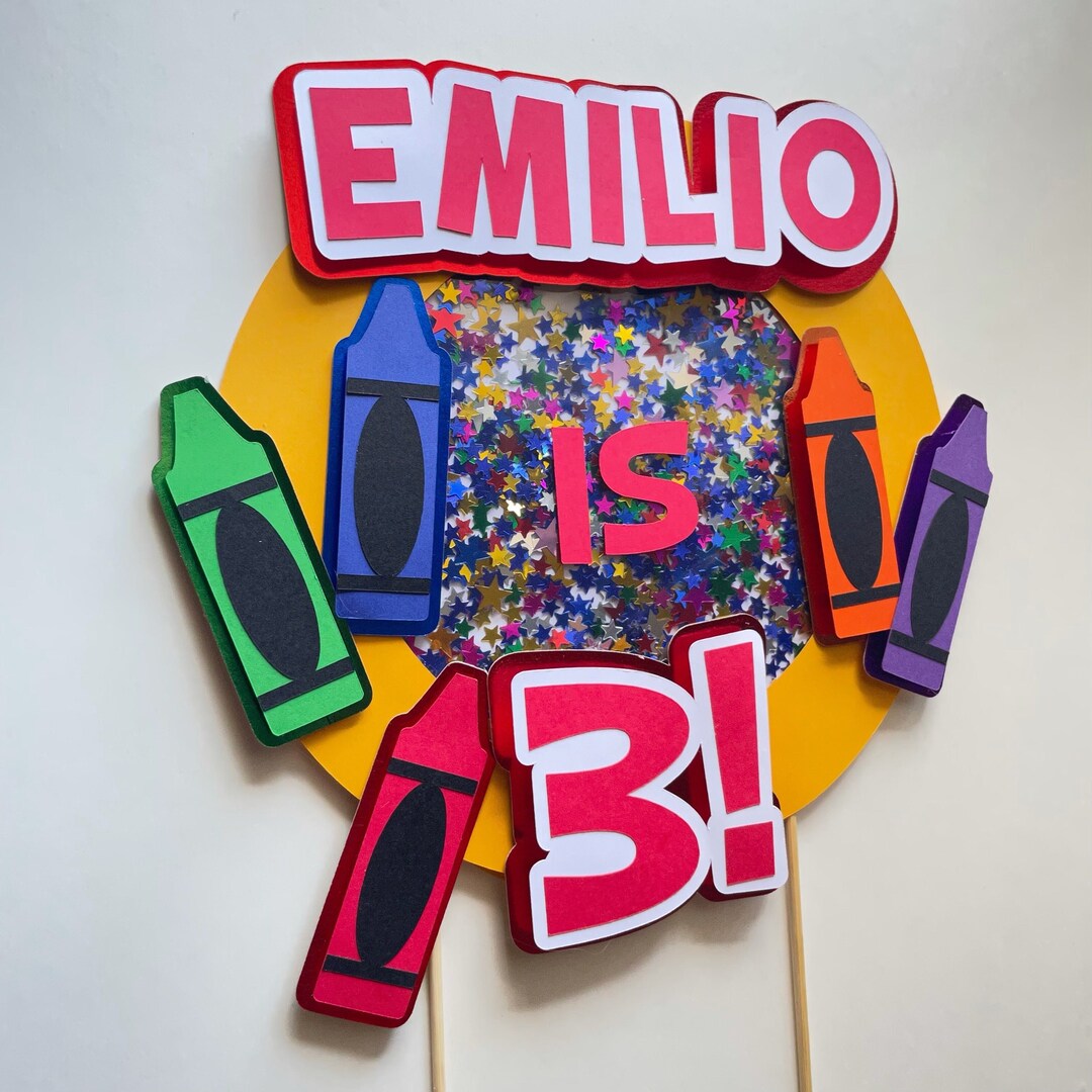 Crayon Birthday 3D Cake Topper Rainbow Party Decorations - Etsy