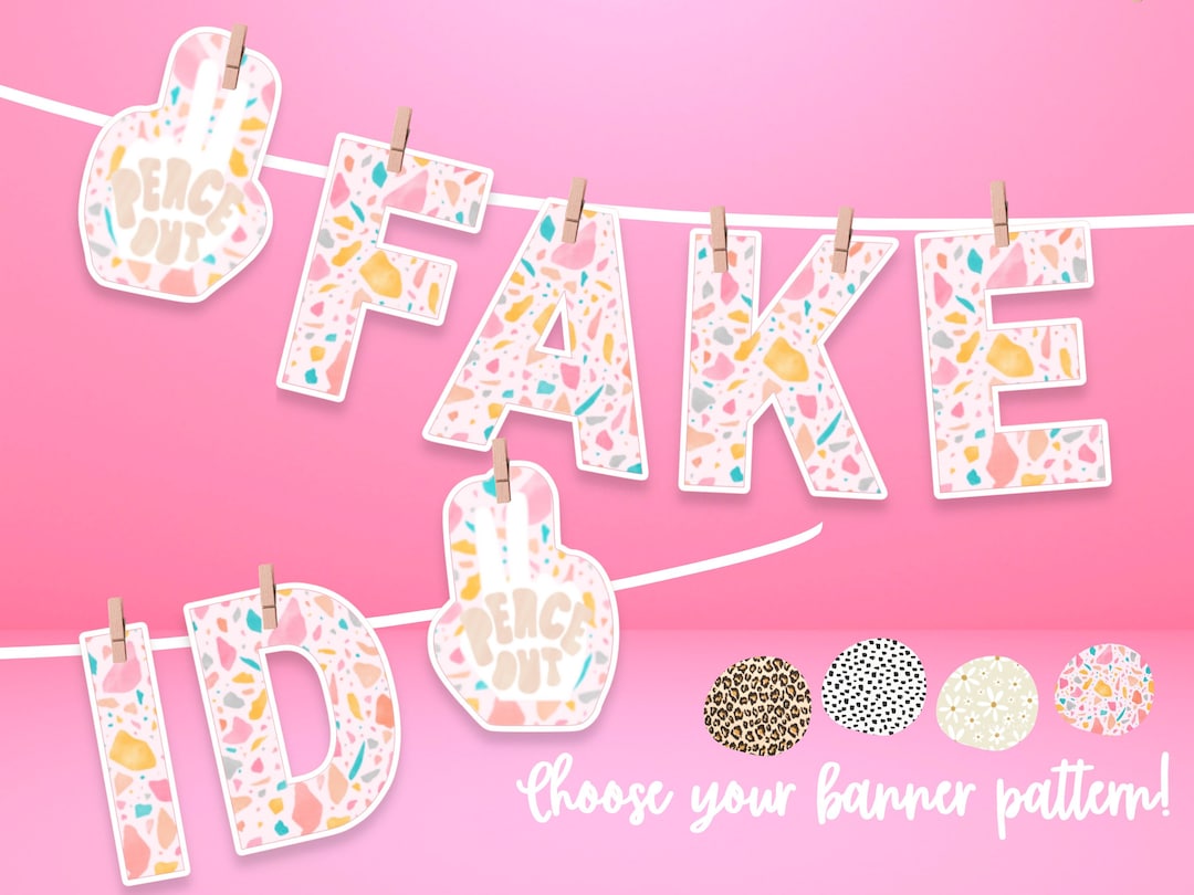 Peace Out Fake ID Birthday Party Banner, Bday Party Decorations ...