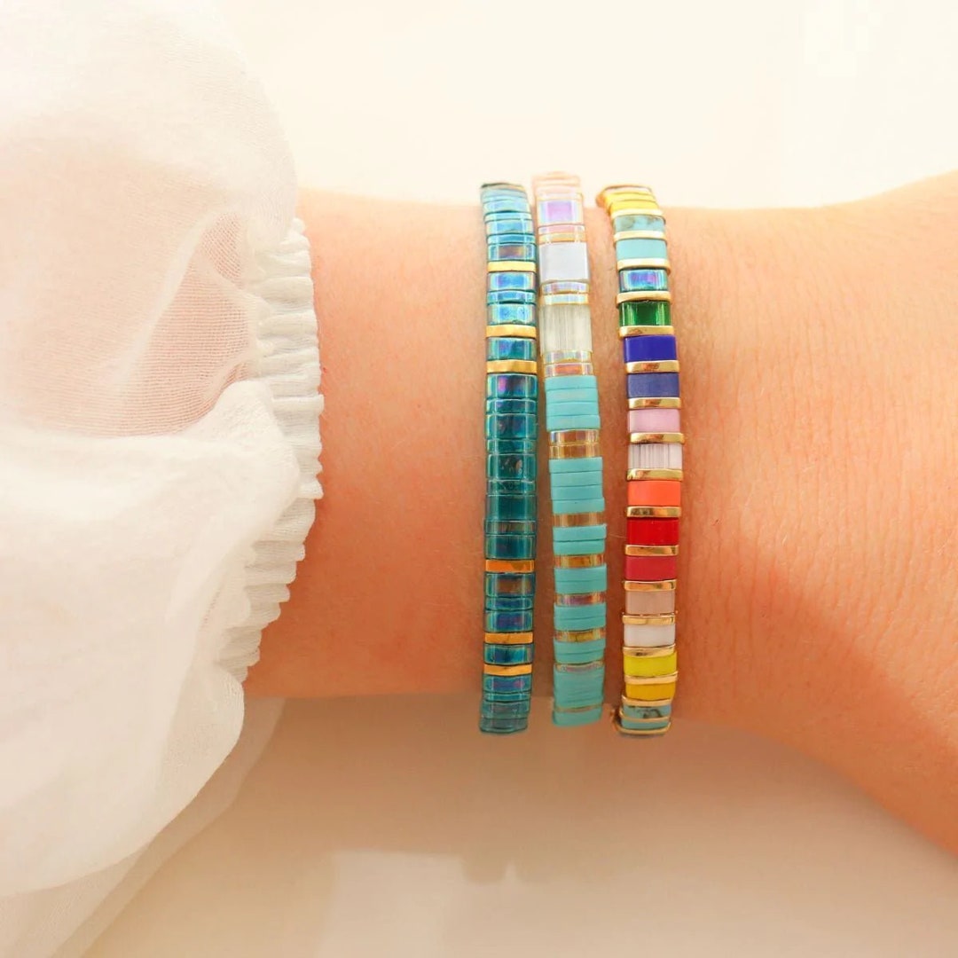 Søl Beaded Bracelet Set, Handmade Multicolored Glass Bead Bracelet ...