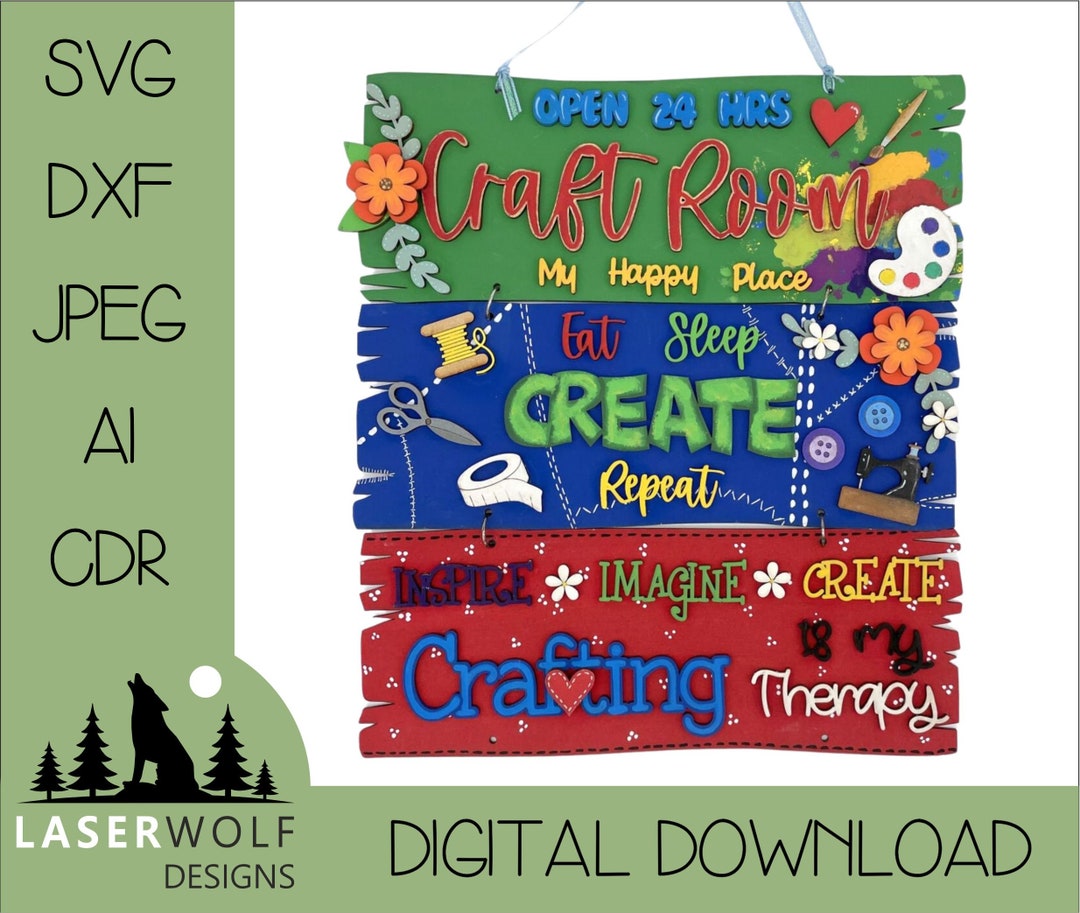 Laser Cutting File Digital Download Vector Glowforge SVG, 3 Piece Craft ...
