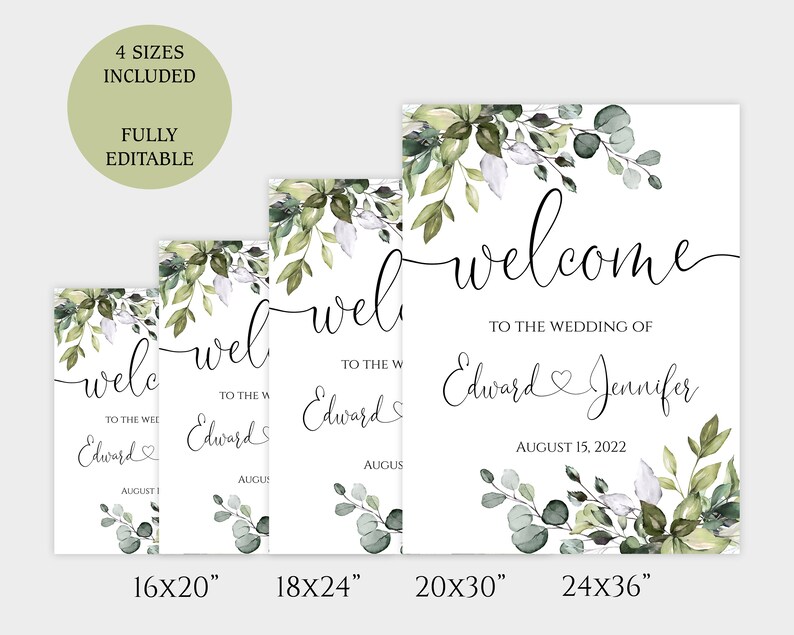 Eucalyptus Wedding Welcome Sign Wedding Welcome Sign - Etsy
