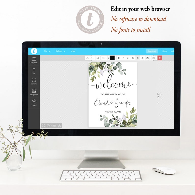 Eucalyptus Wedding Welcome Sign Wedding Welcome Sign | Etsy