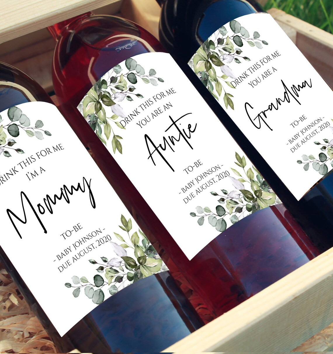 Wine Label Pregnancy Announcement Printable Editable TEMPLETT - Etsy