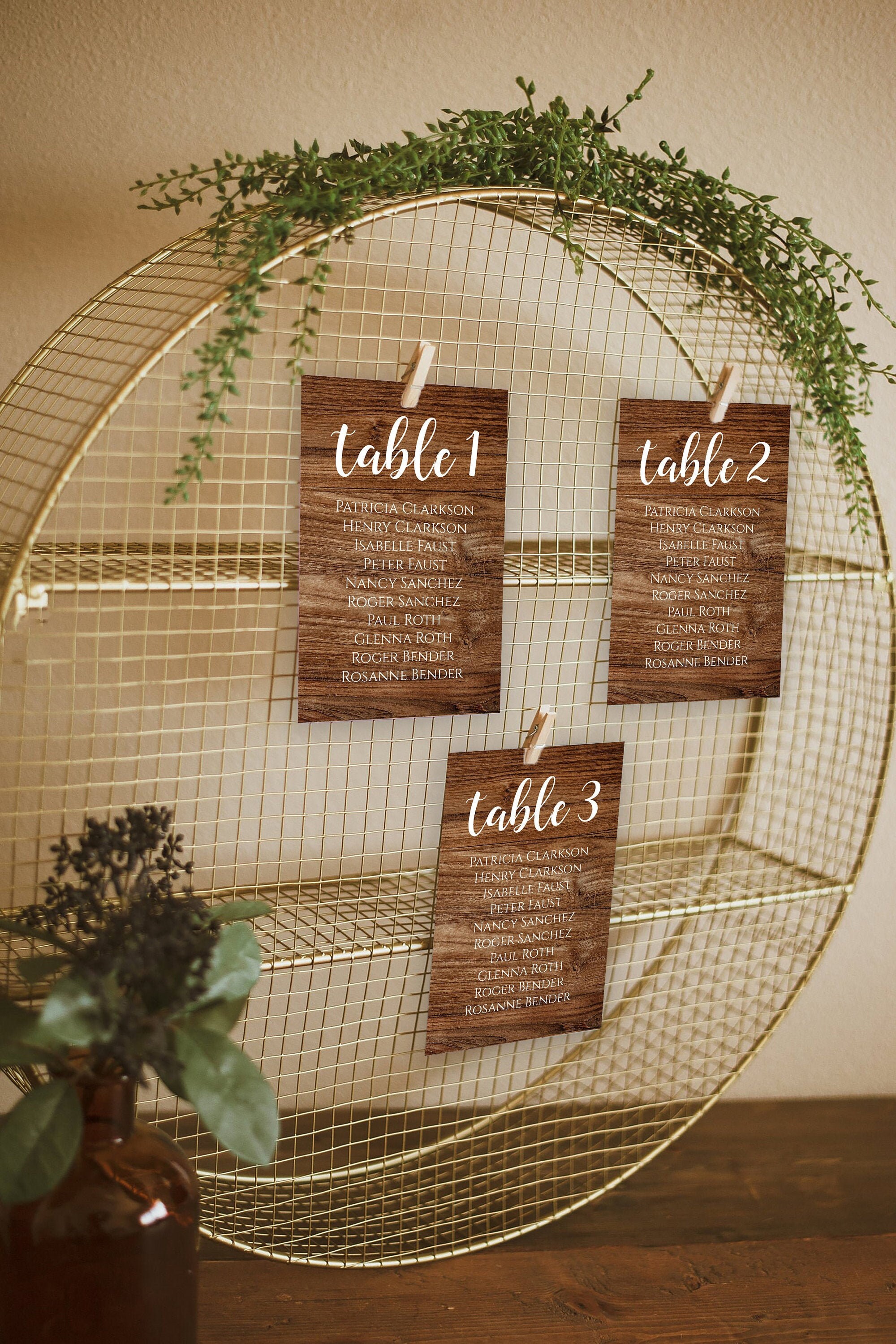 Rustic Wedding Seating Chart Template, Printable Wooden Cards, Wood ...