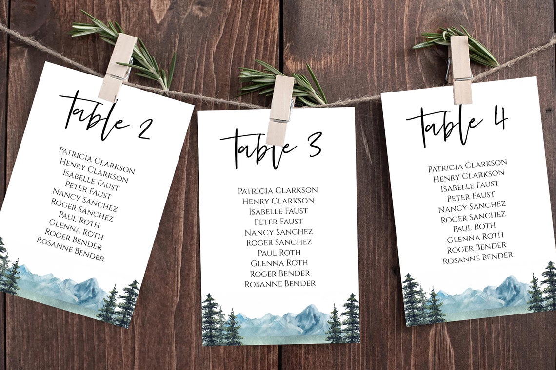 Mountain Wedding Seating Chart Template Table Assignment - Etsy