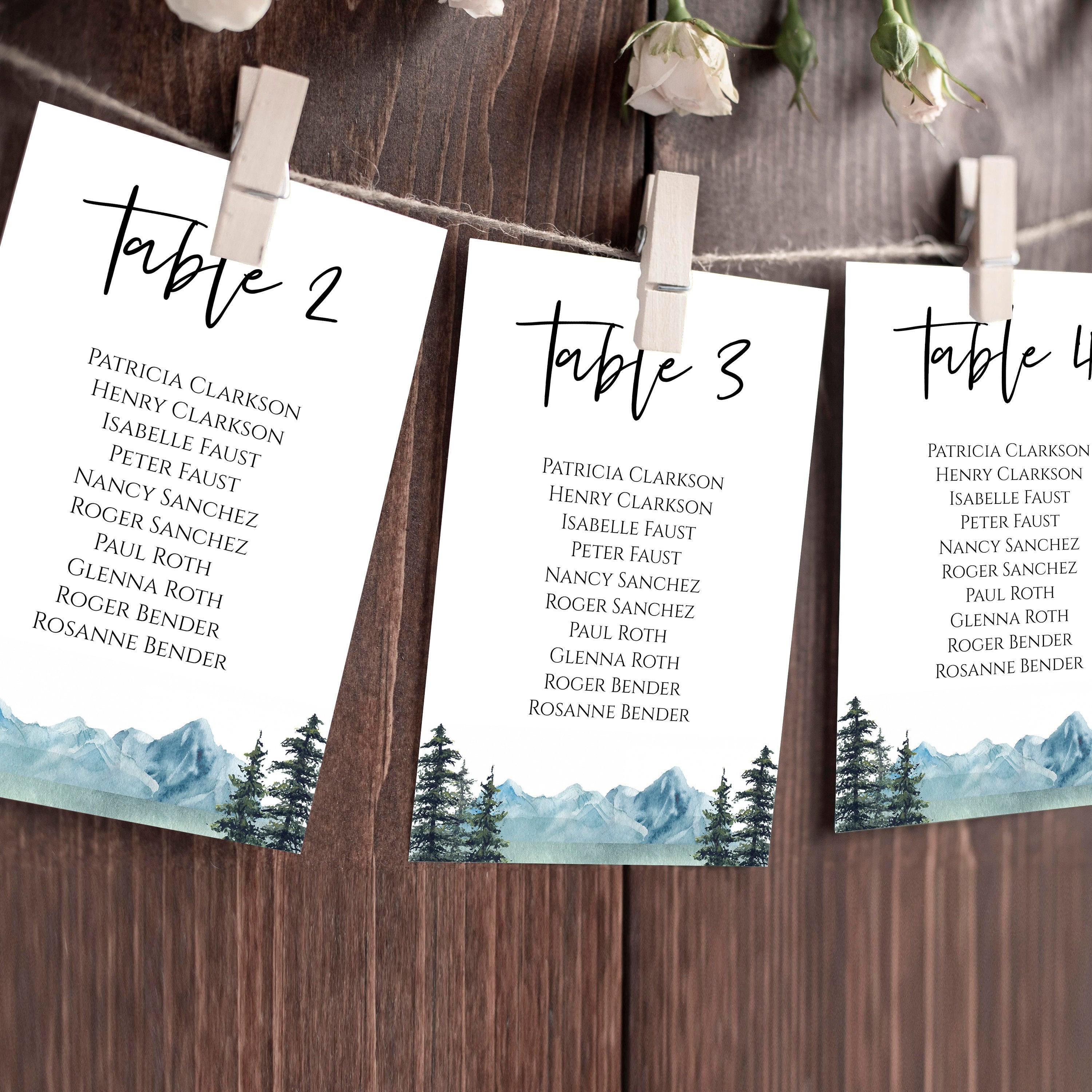 Mountain Wedding Seating Chart Template Table Assignment - Etsy