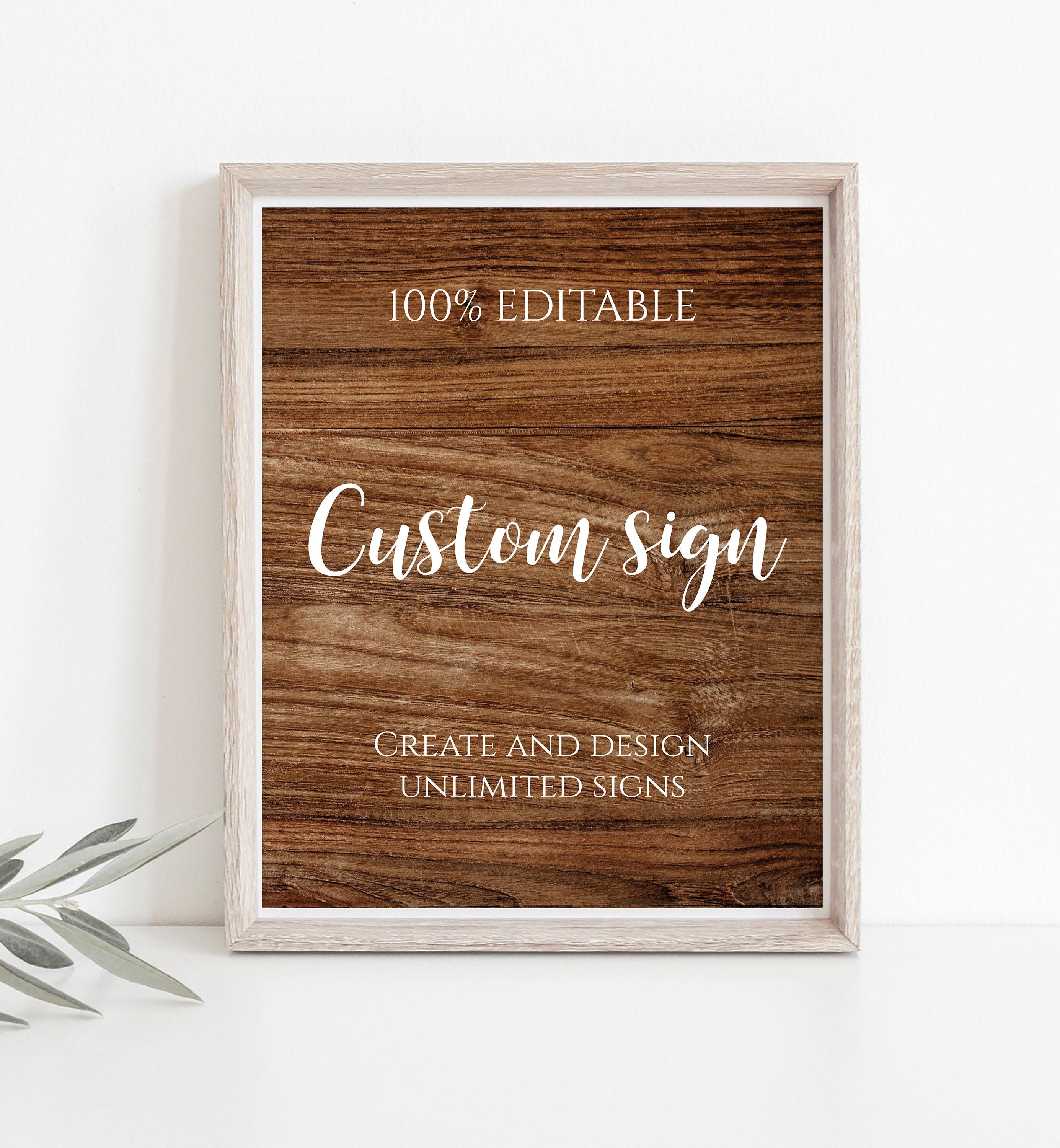 Wood Wedding Custom Sign Template Printable Personalized Wooden Rustic ...