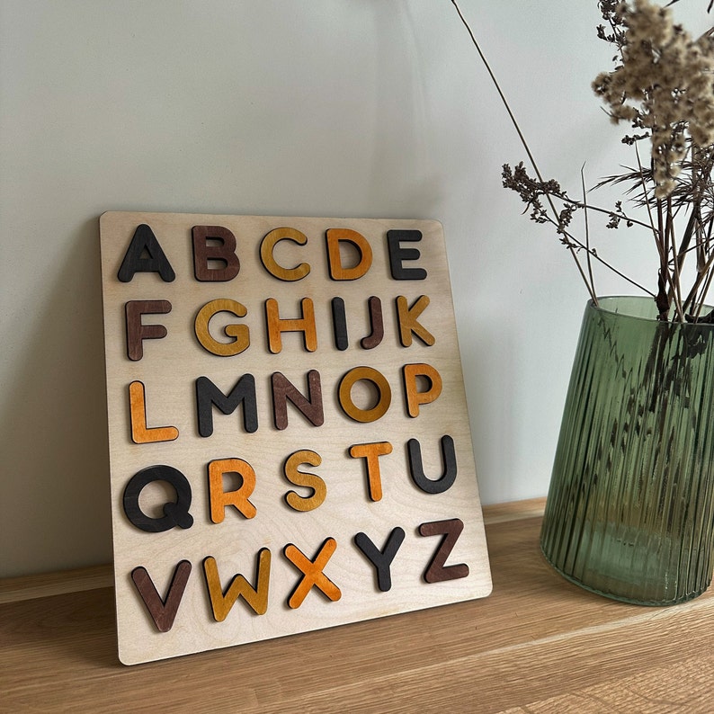 Wooden Alphabet Puzzle Natural ABC Puzzle Education Puzzle - Etsy