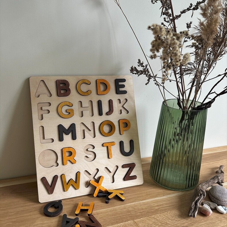 Wooden Alphabet Puzzle Natural ABC Puzzle Education Puzzle - Etsy