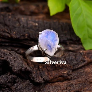Moonstone Ring Prong Setting Handmade Ring Natural - Etsy