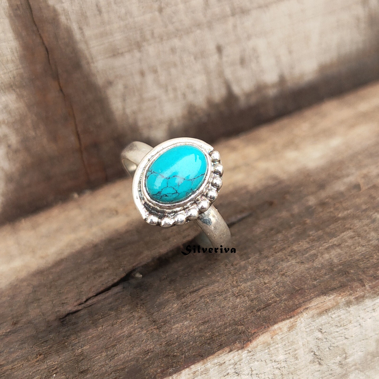Turquoise Ring Oval Turquoise Women Ring Sterling Silver - Etsy