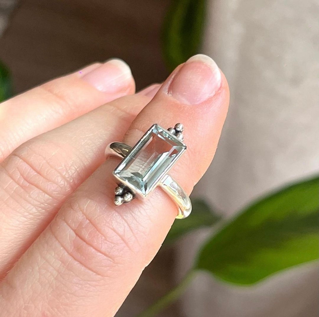 Simple Aquamarine Ring, Statement Ring,aqua Gemstone Silver Ring ...