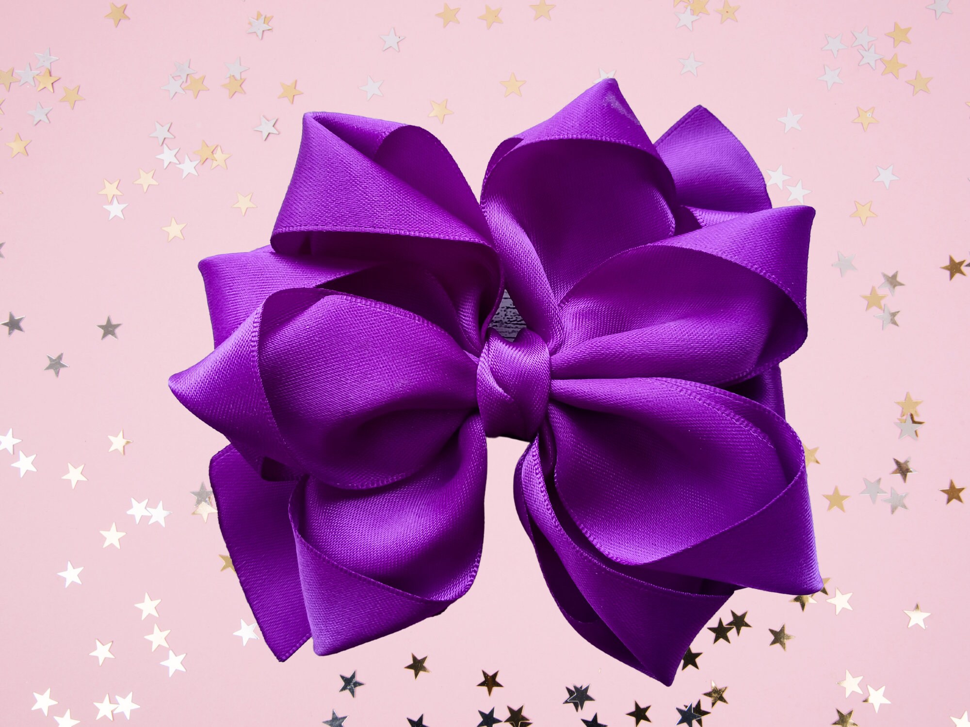 Satin Hair Bow for Girl Purple Hair Bow for Girl Toddler Hair - Etsy