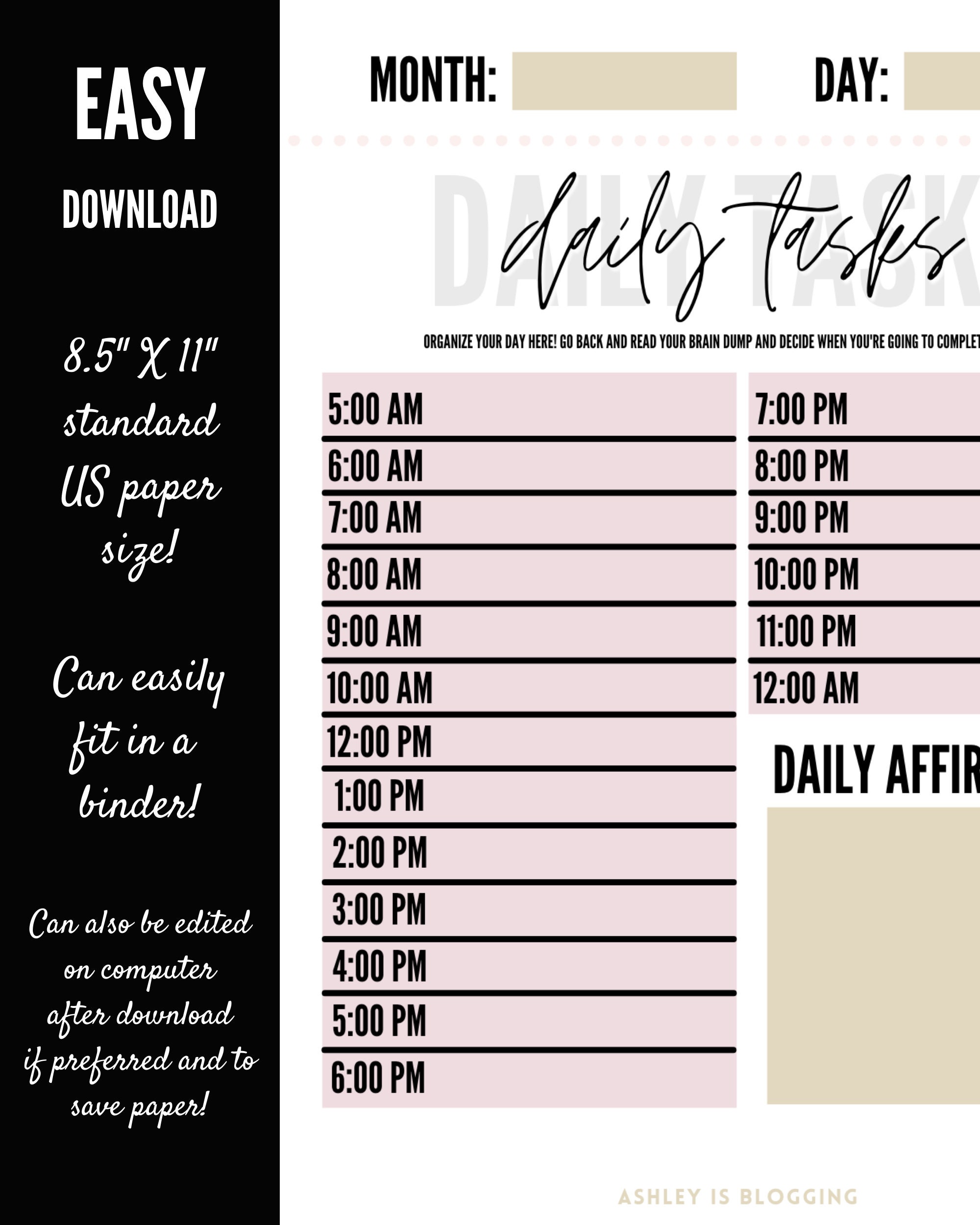 Morning Routine Printable/daily Routine/daily Affirmations/planner ...