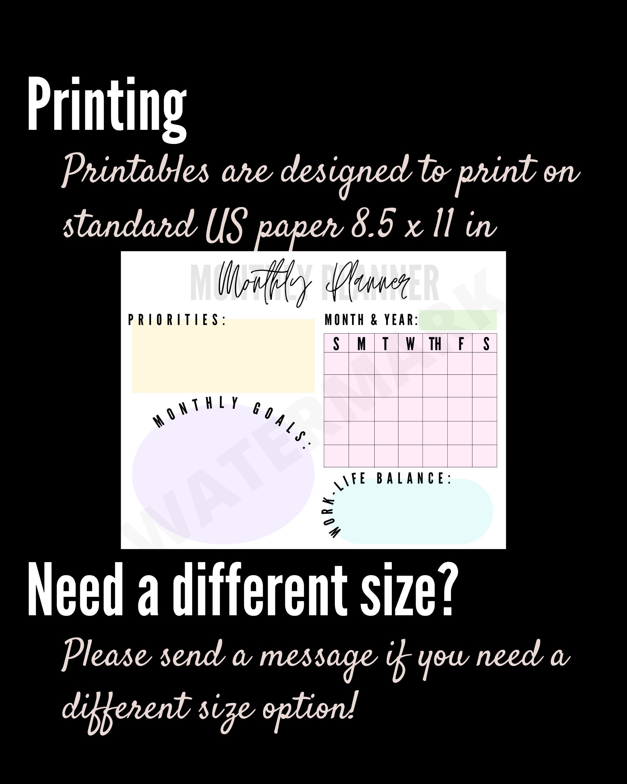 Monthly Planner/planner Inserts/letter Size/planner Printable/printable ...