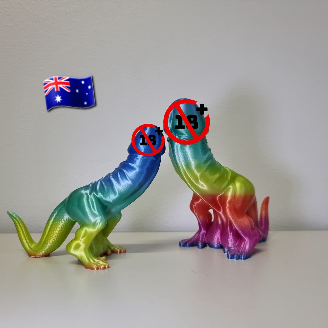 Rainbow DINO DICK Phallus T-REX Dickosaurus Penis Art Penis Gag Gift ...