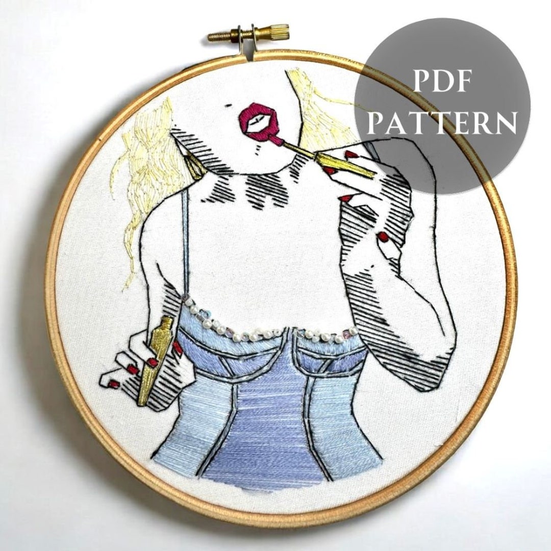 Embroidery Pattern With Blonde Hair Blue PDF Pattern Beginner-friendly ...