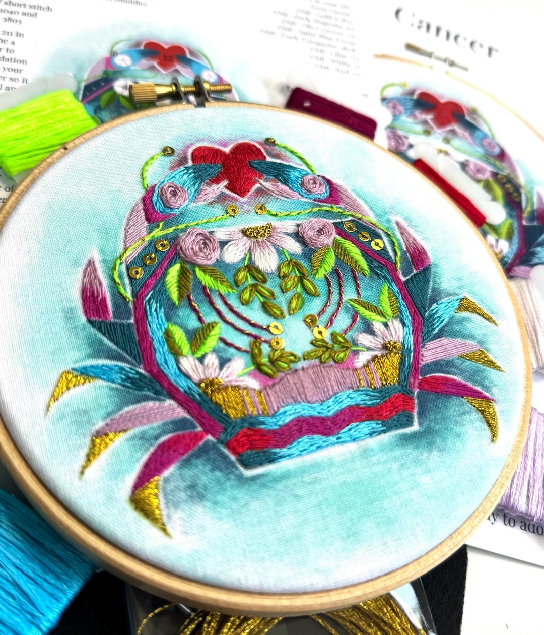 Cancerian Embroidery KIT / Stitch Kit / Craft Kit / Embroidery Kit ...