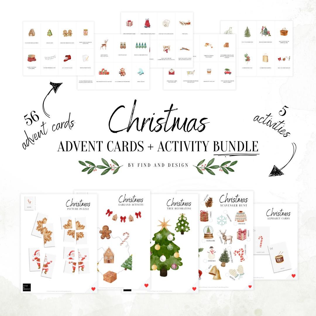 Printable Christmas Advent Activity Cards and Activity Bundle, Holiday ...