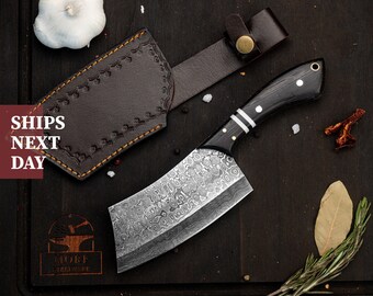 Handmade Damascus Cleaver With Walnut Wood Handle. Hunting - Etsy