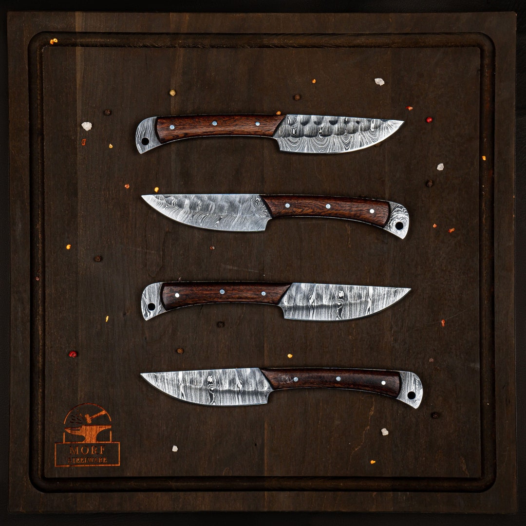 Damascus Chef Knife 4 Pc Set - Damascus Kitchen Knives Set for Outside ...