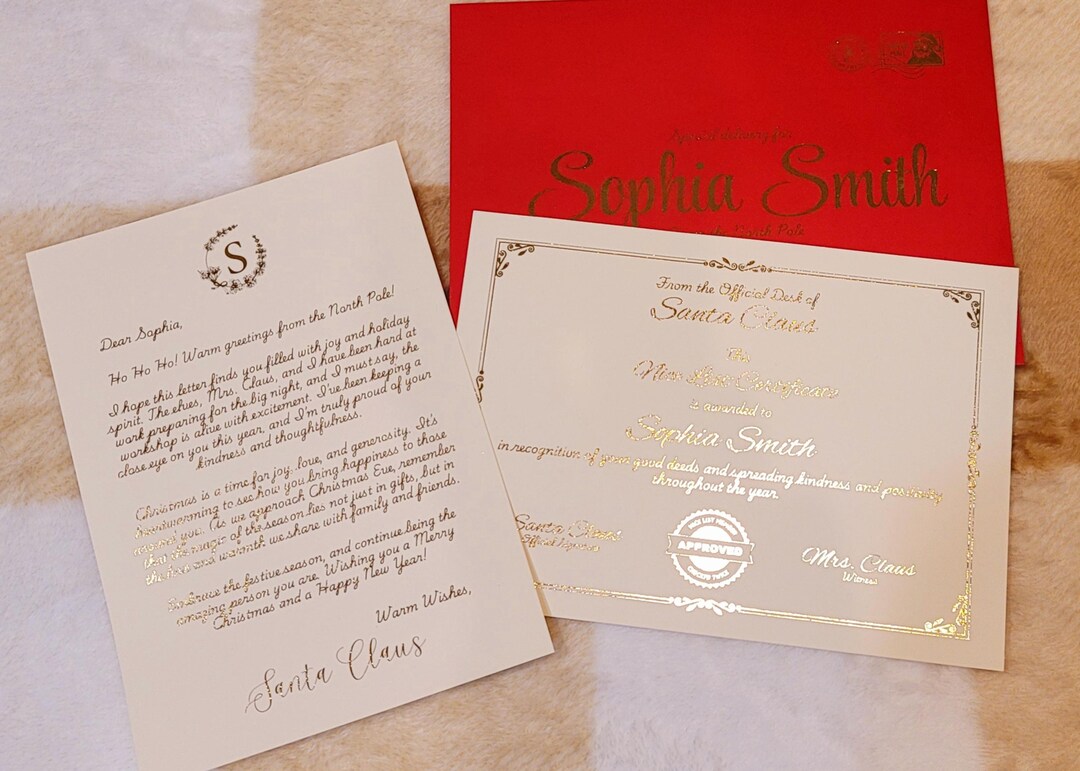 Mailed Letter From Santa, Personalized Letter From Santa, Certificate ...