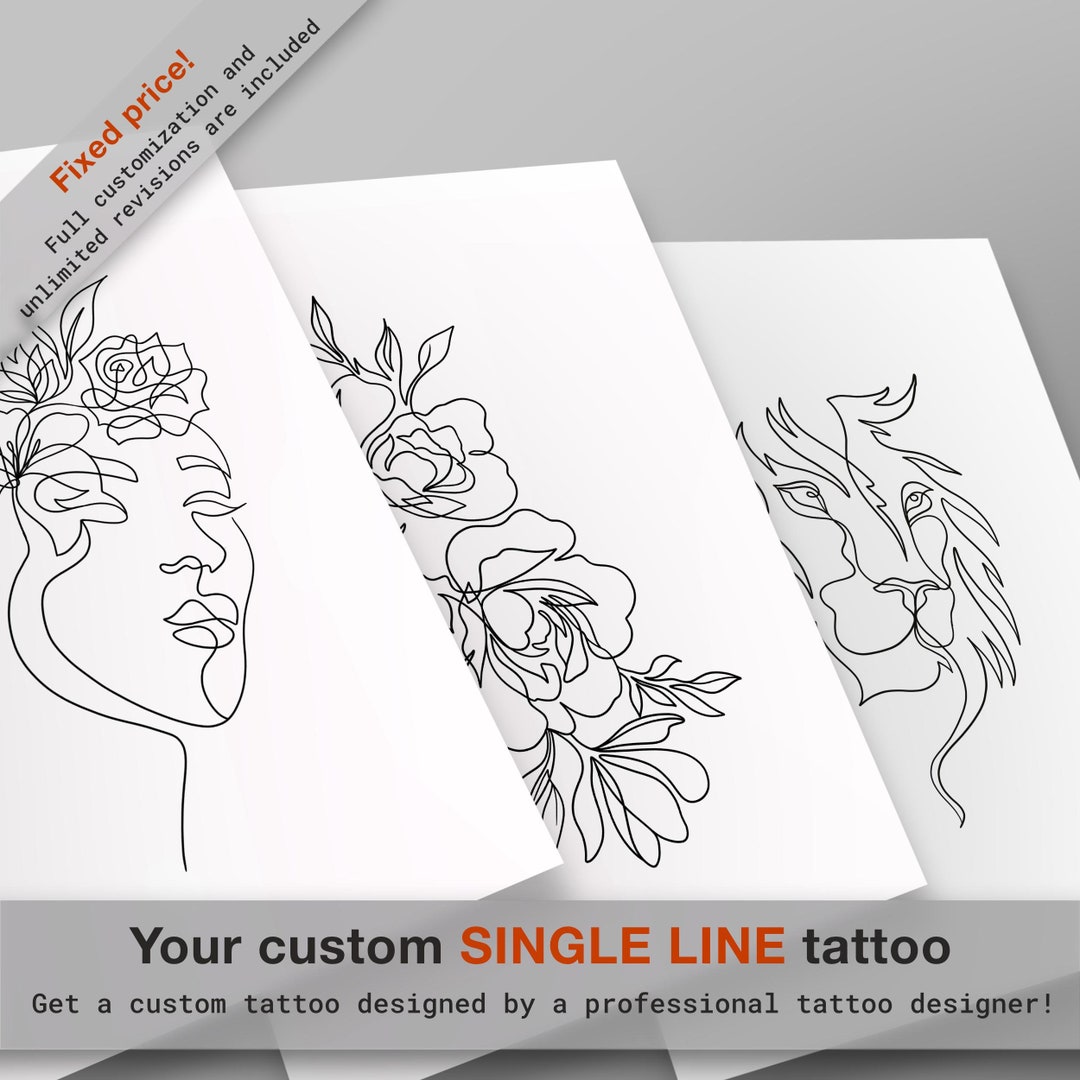Your Custom Single Line Tattoo Design Personalized Art Custom Made ...