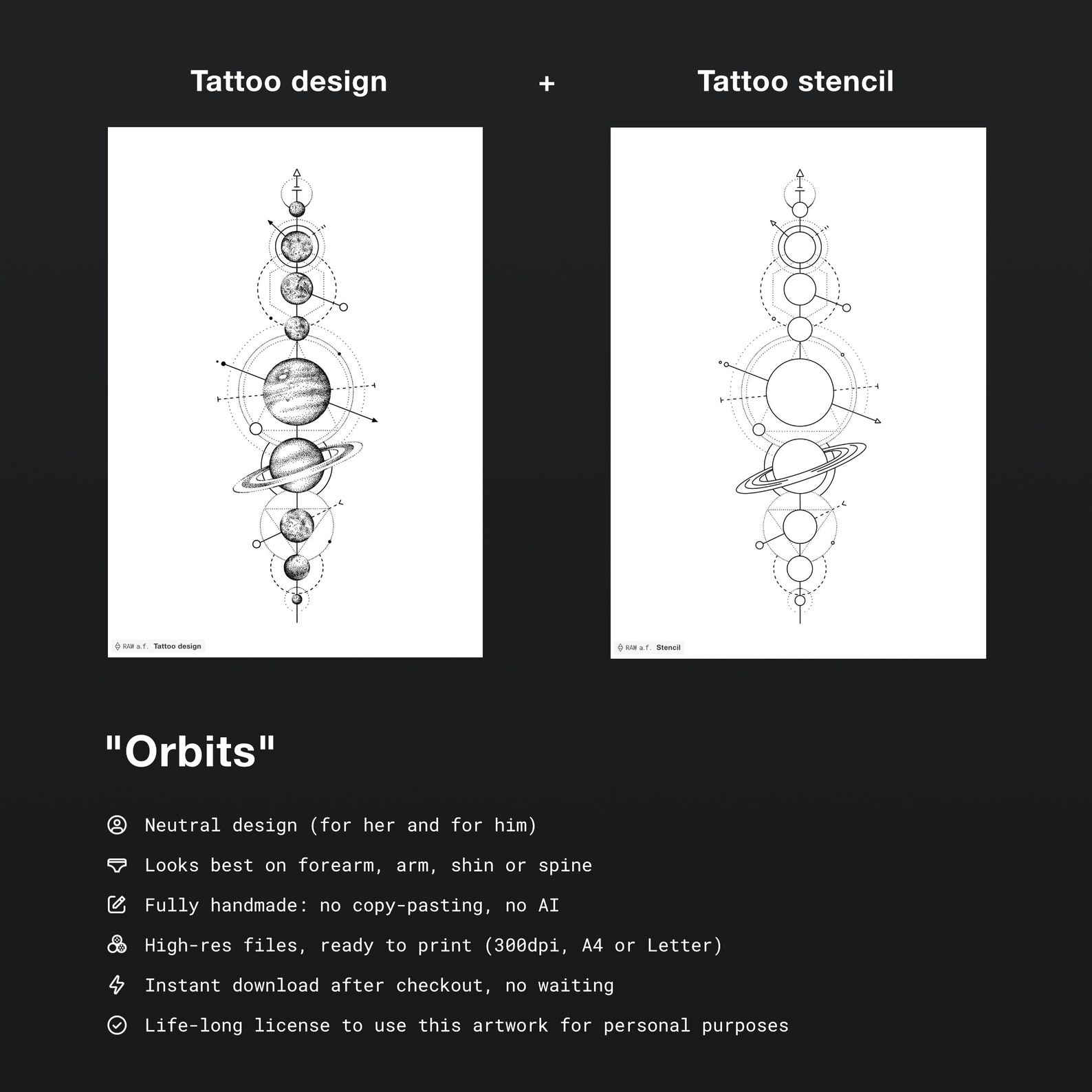 Minimalist Tattoo Solar System Tattoo Design, Tattoo Stencil, Geometric ...