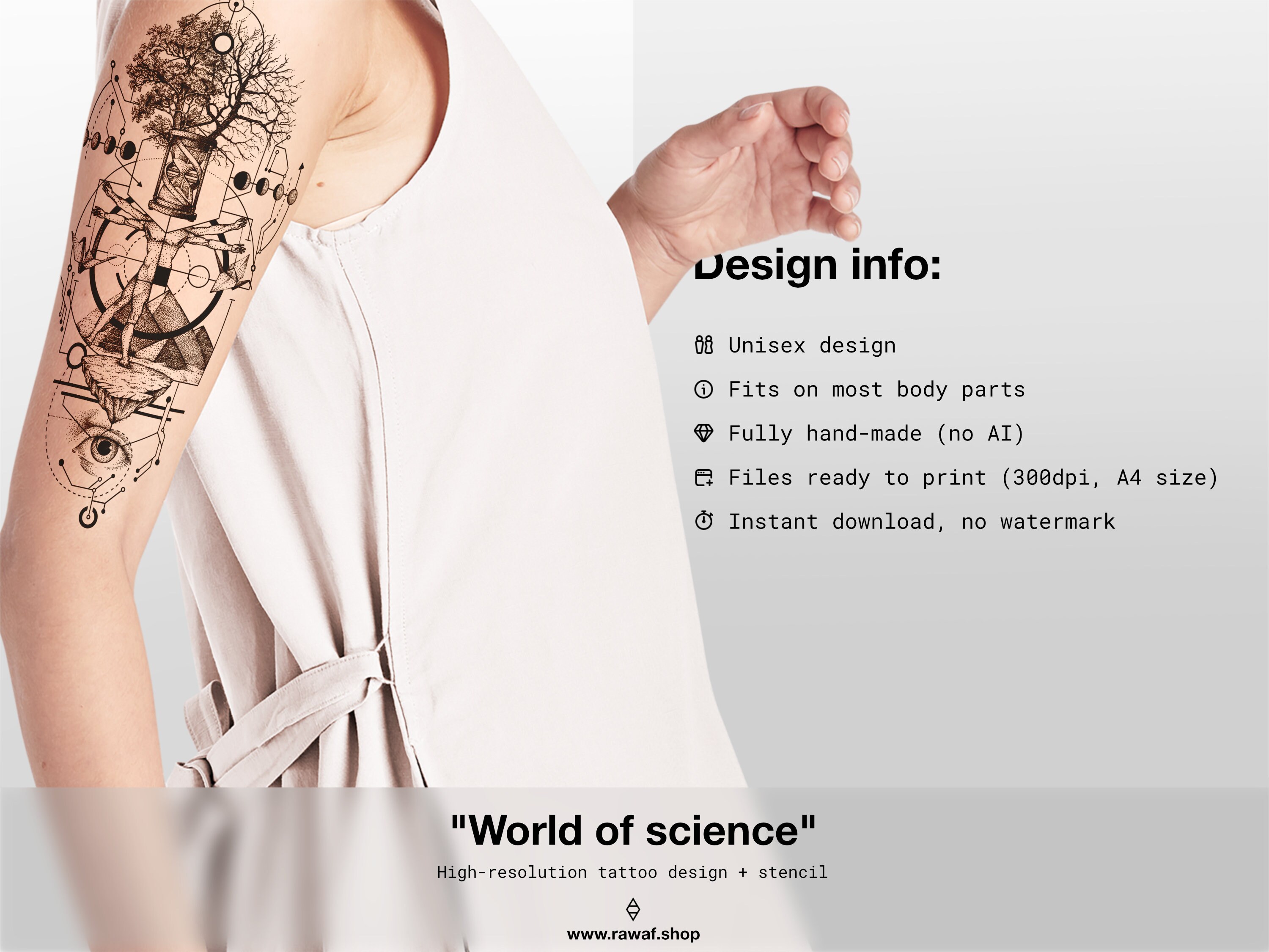 World of Science Tattoo Design / Tree Tattoo, Geometric Tattoo, Dotwork ...