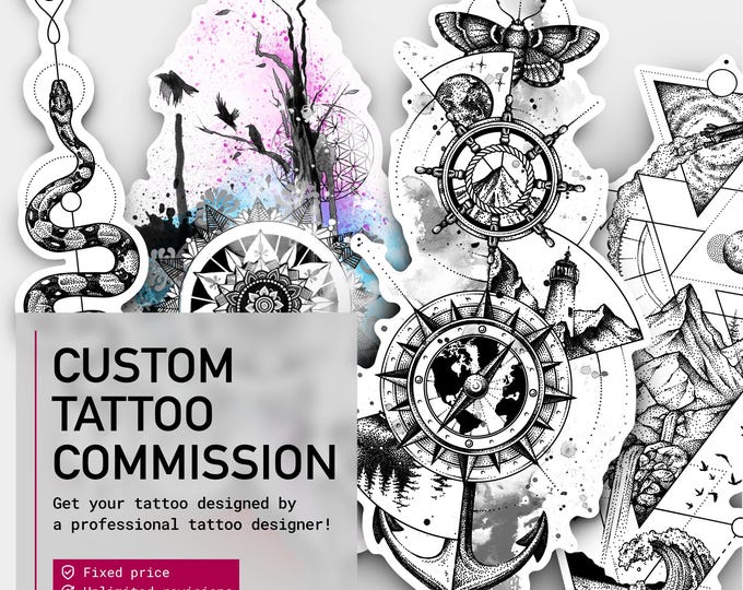 Hand Drawn Unique Tattoo | Customized Tattoo Design | Commission Tattoo ...