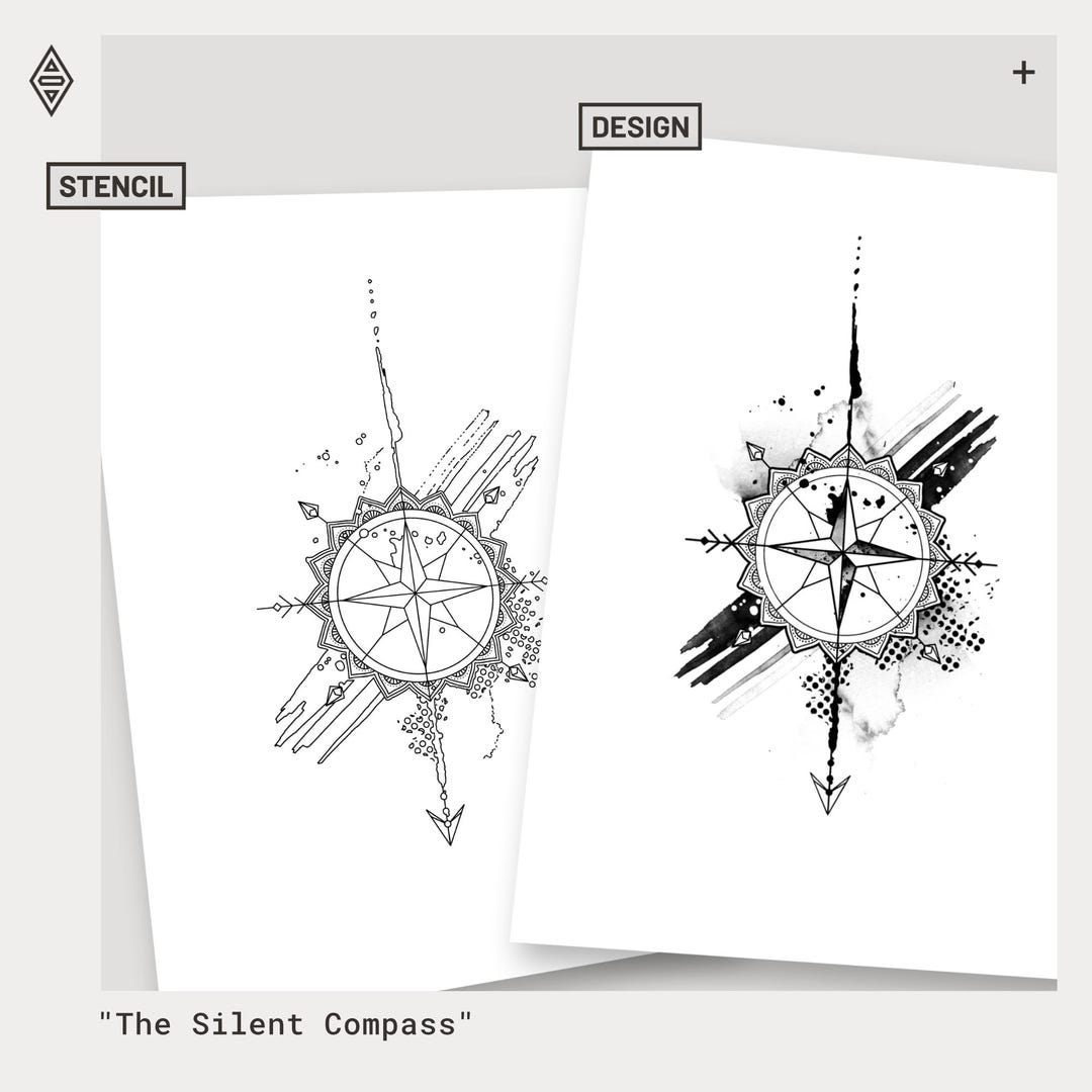 Delicate Compass Tattoo Design Mandala Tattoo Stencil Minimalist Tattoo ...