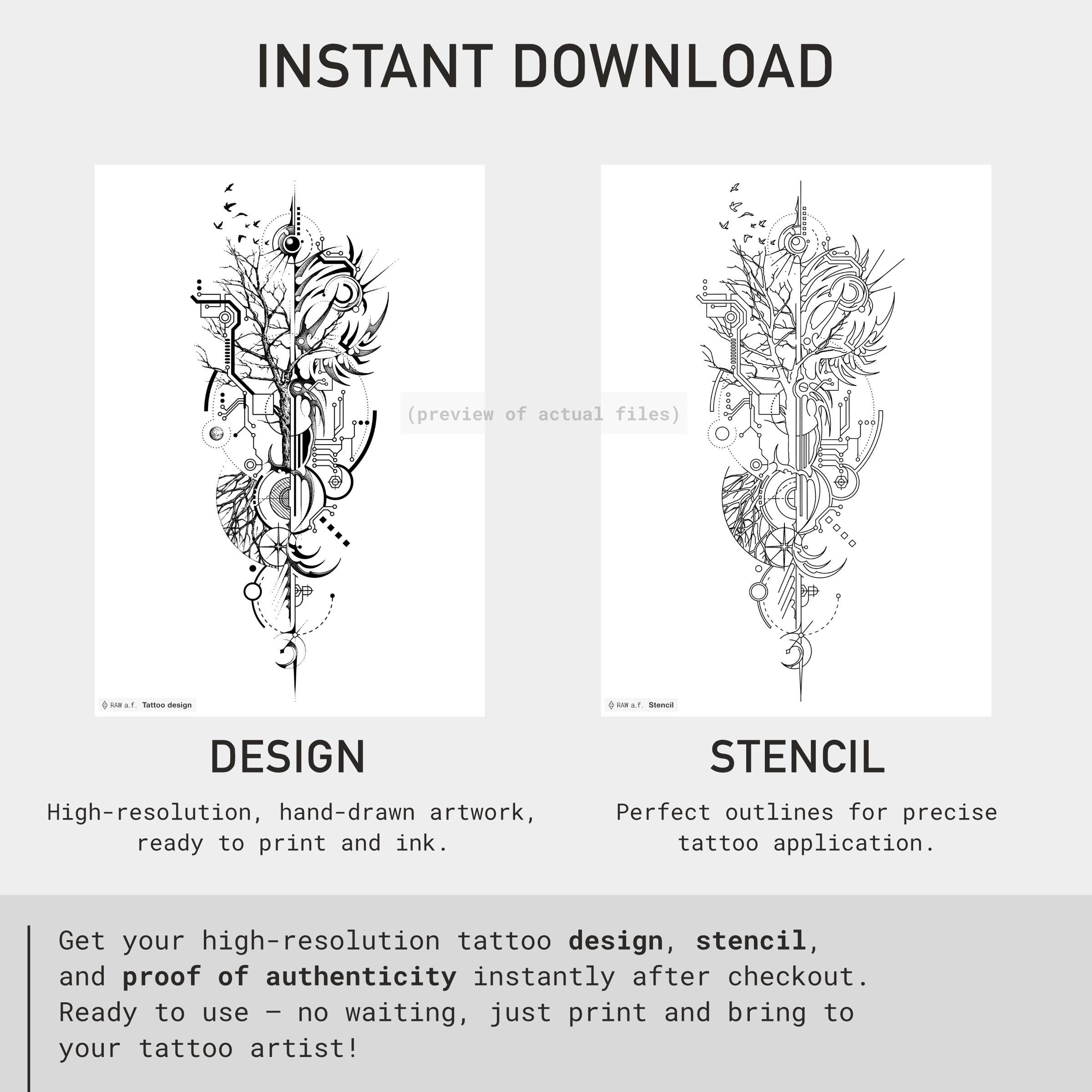 Rooted Like a Tree - Cyber Sigilism Tattoo Design Tree Tattoo Stencil ...