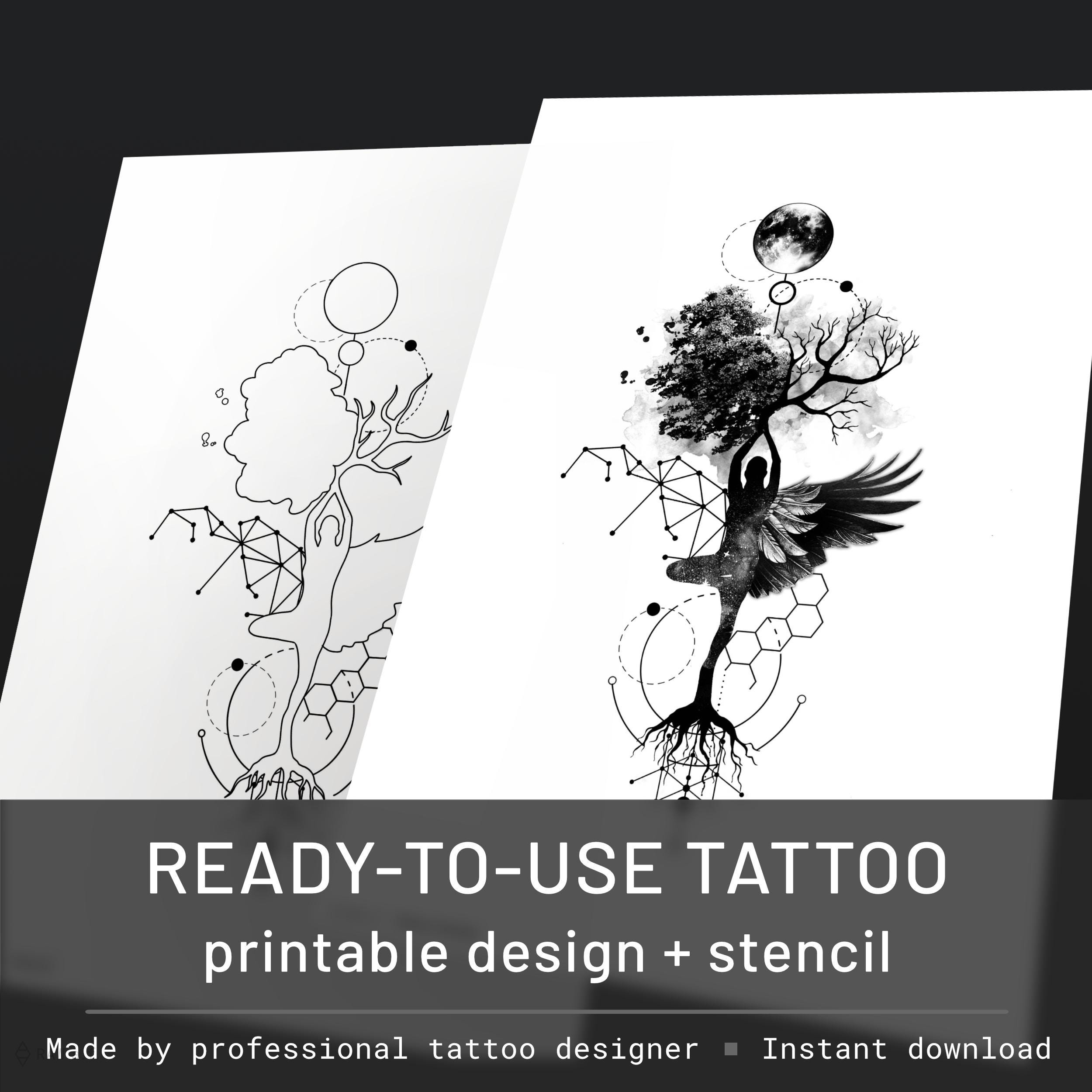 Spiritual Tattoo Flash Tree Tattoo Design Custom Tattoo Galaxy Tattoo ...