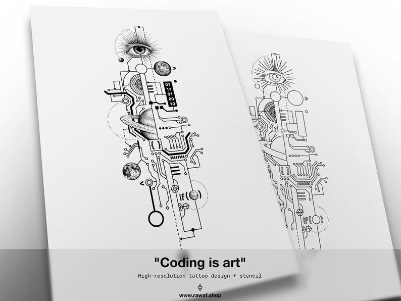 Tattoo Flash With Stencil "coding is Art" / Custom, Ready-to-use ...