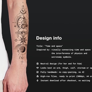 Time and Space Tattoo Design With Stencil - Forearm Half Sleeve Tattoo ...
