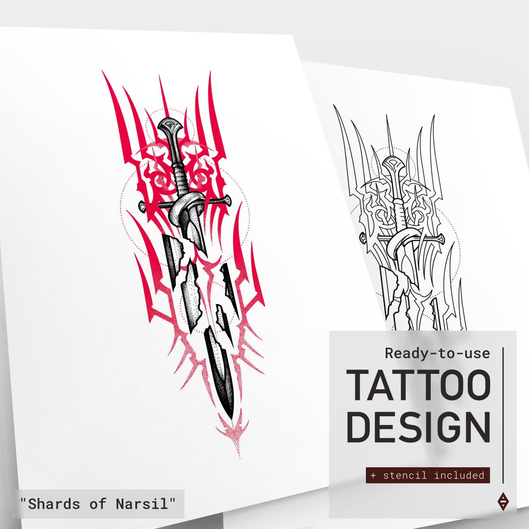 Tattoo Design "shards of Narsil" - Fantasy Tattoo Design Sword Tattoo ...