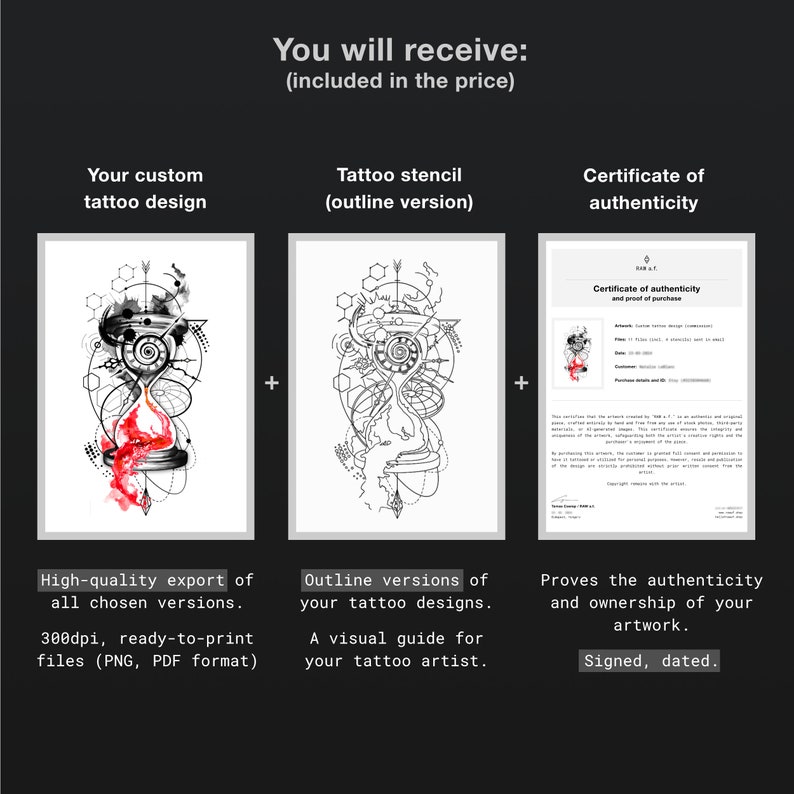 Your Blackwork Tattoo Design! Personalized Art Custom Made Tattoo ...